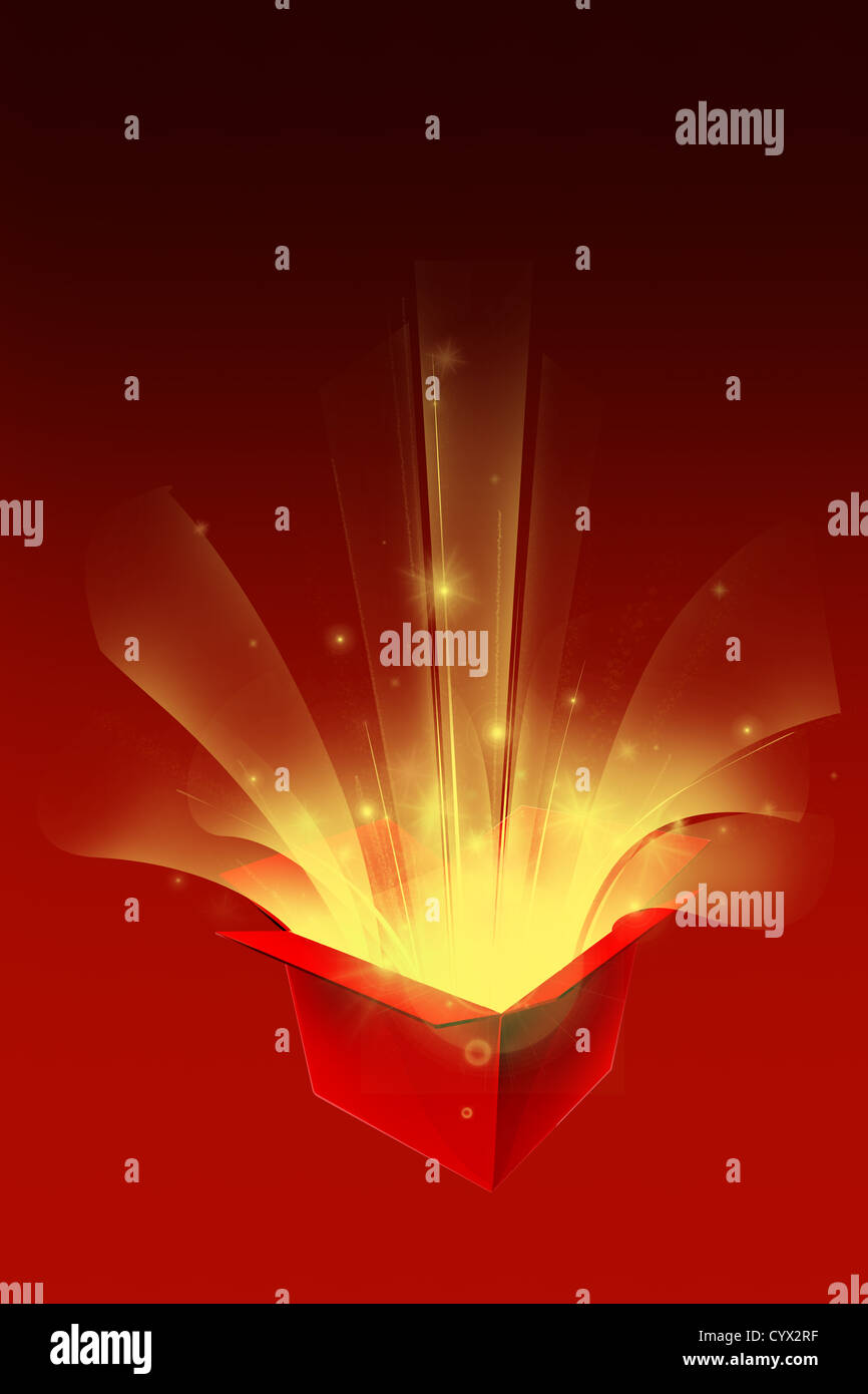 Red box with golden glowing light Stock Photo - Alamy