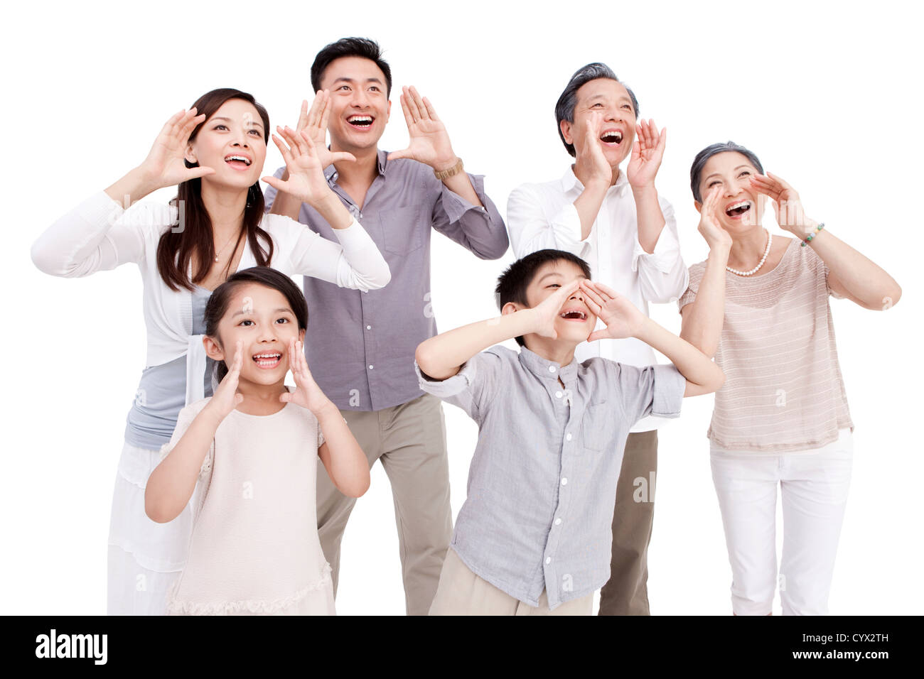 Family shouting loudly Stock Photo - Alamy