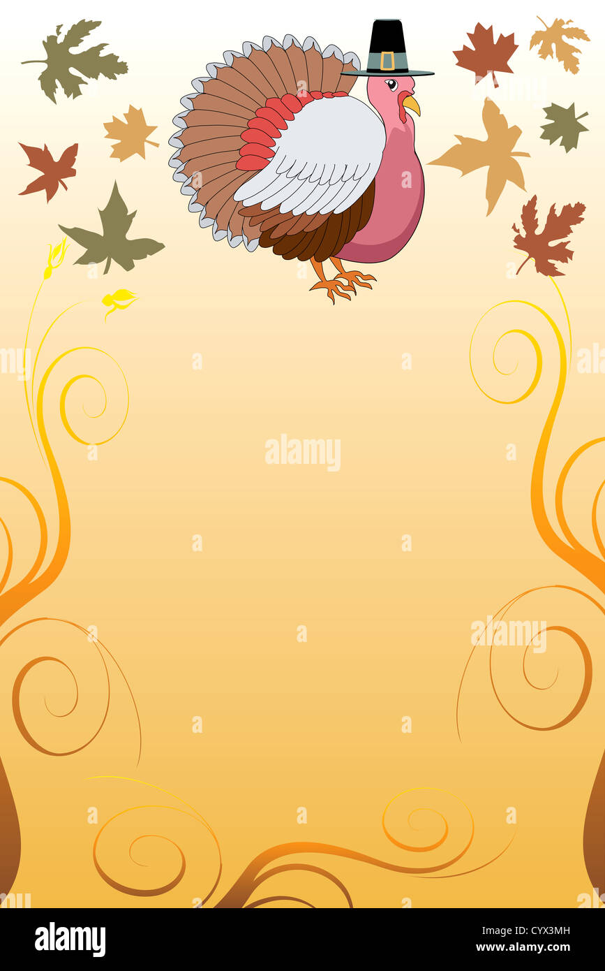 Illustration of a Thanksgiving Turkey Pilgrim Background with harvest ...