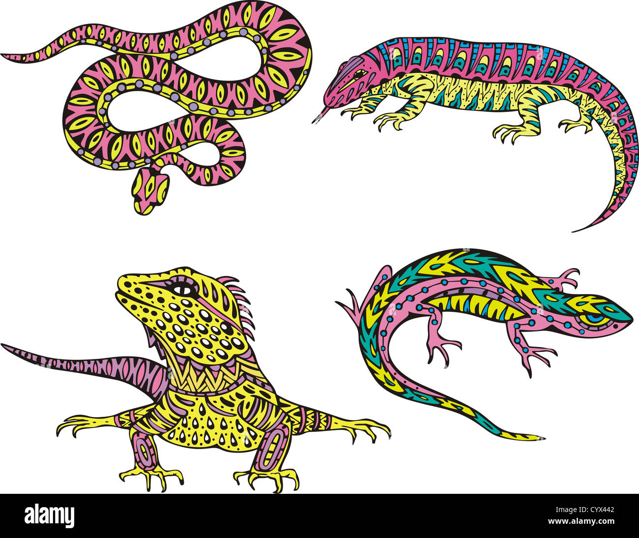 Stylized lizards hi-res stock photography and images - Alamy