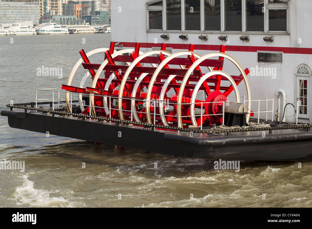 Running Paddle boat on the Huang River in China Stock Photo - Alamy