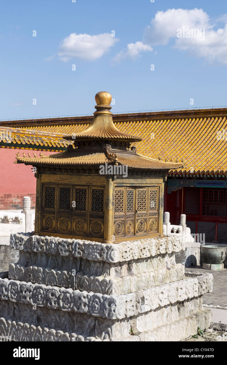 Small Temple in front of Forbidden City Temples with cloudy sky in ...