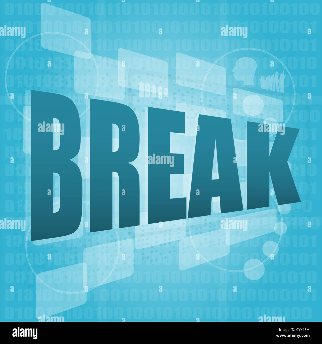 words break on digital screen, business social concept Stock Photo - Alamy