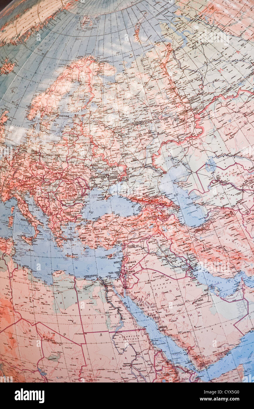 Map on globe Stock Photo - Alamy