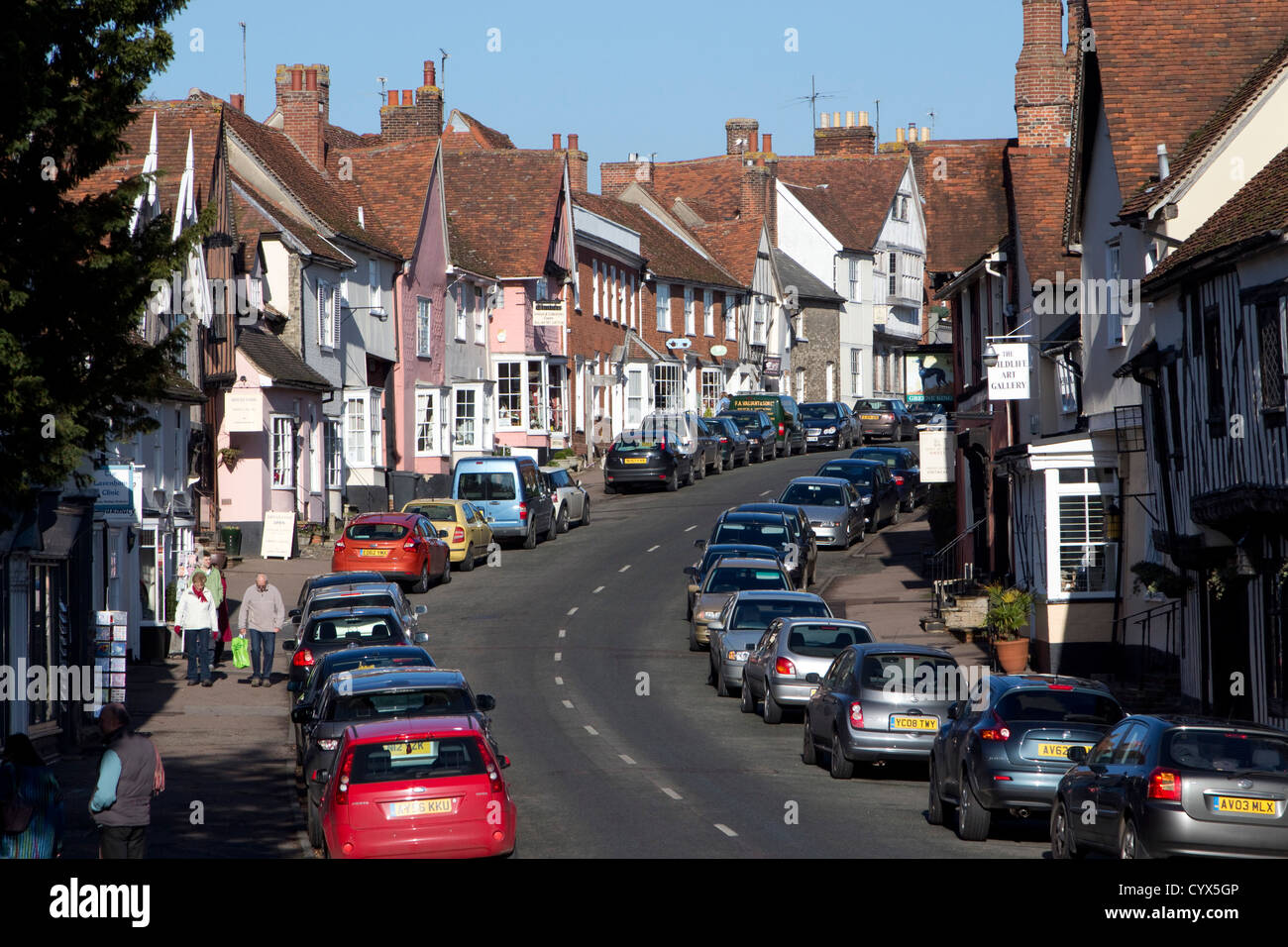 lavenham high street historic village suffolk england uk Stock Photo ...