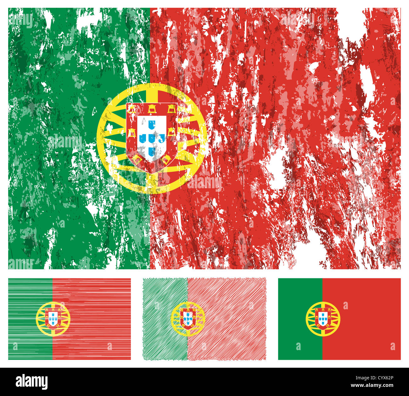 Portugal grunge flag set on a white background. Vector illustration ...