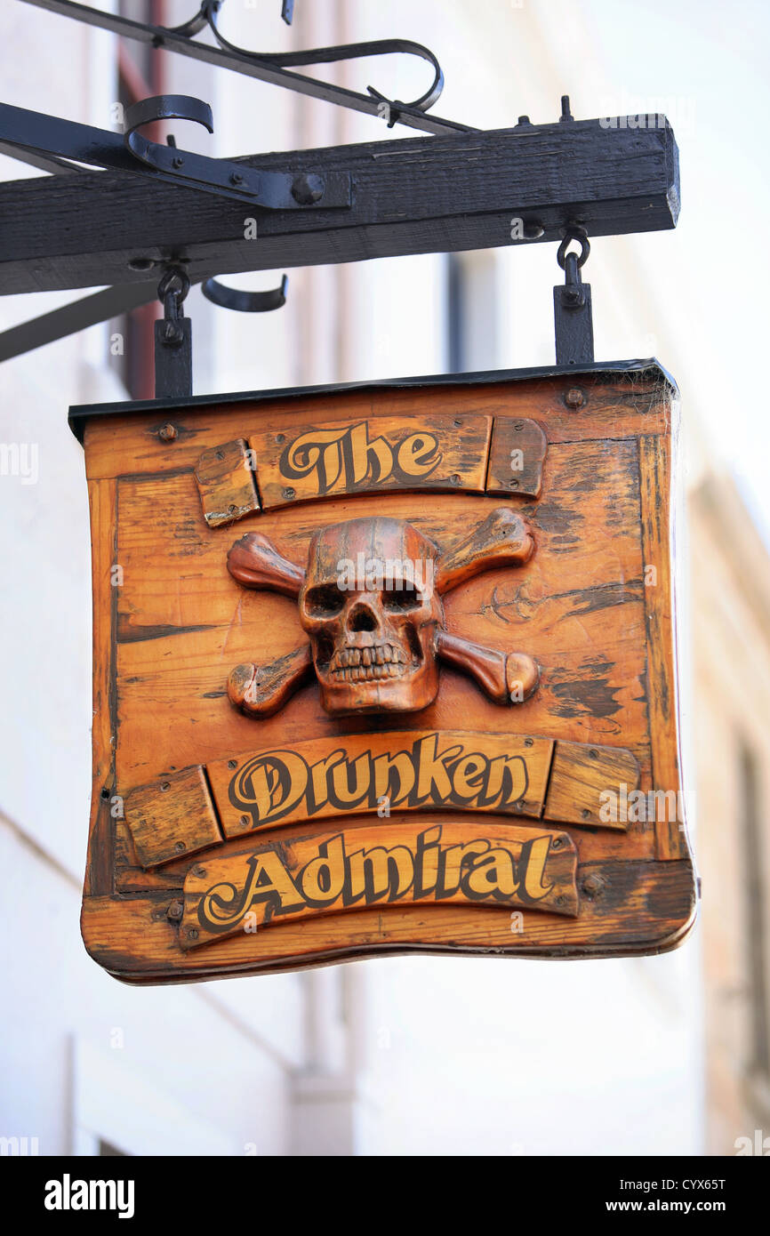 Pub sign outside the Drunken Admiral in Hobart. Tasmania, Australia ...