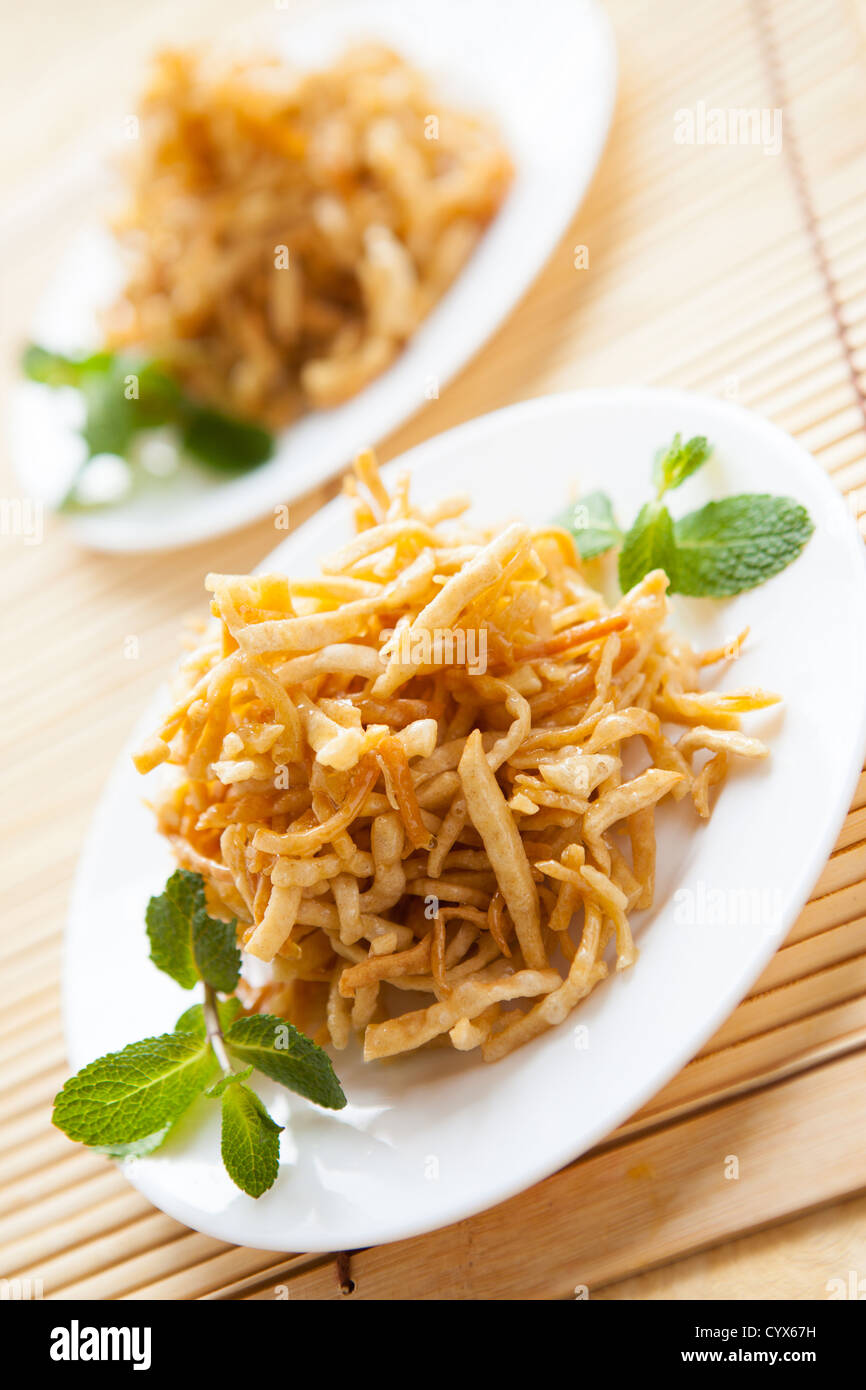 Two honey dessert plate - Tatar chak-chak, close up Stock Photo - Alamy