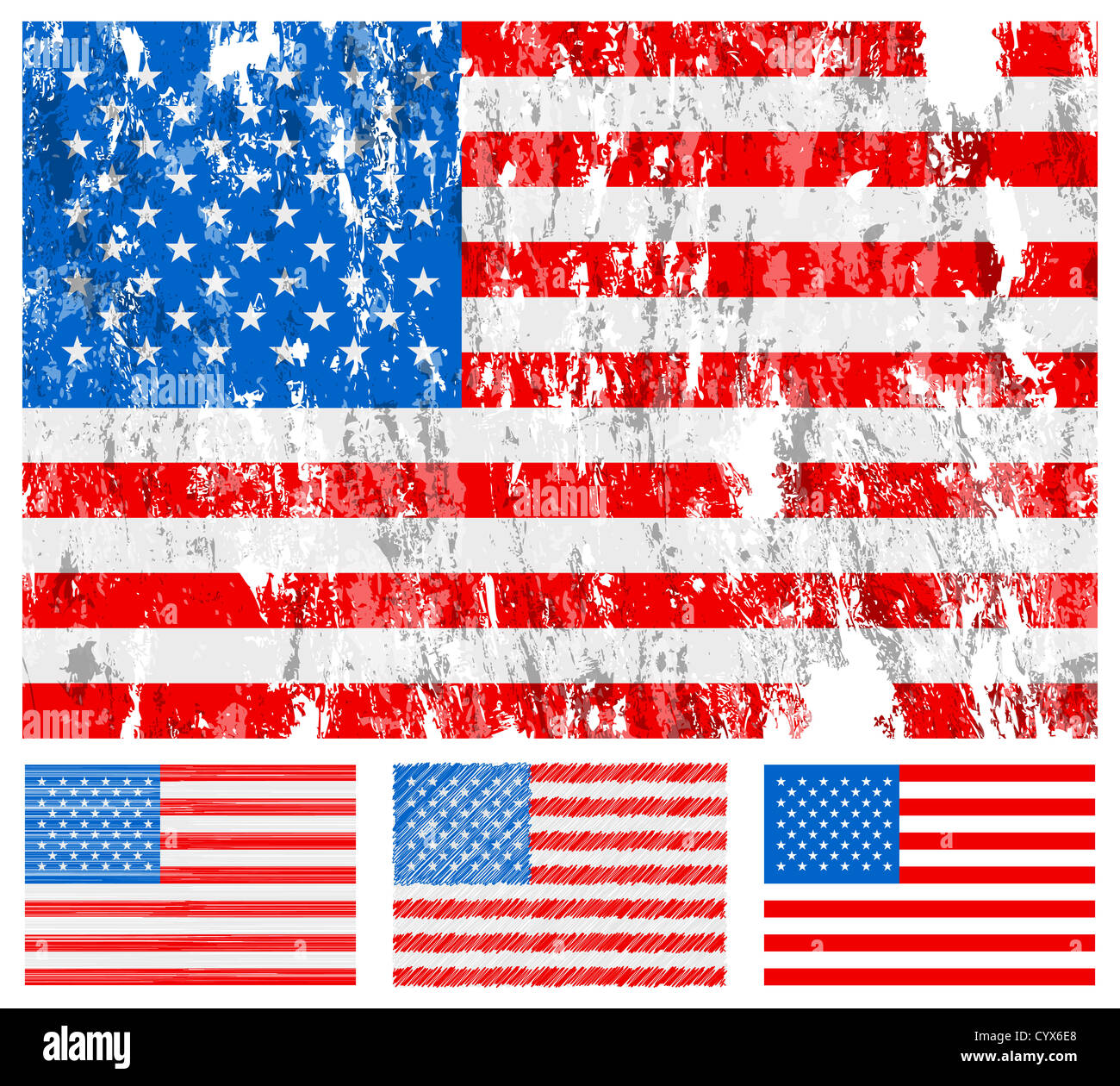USA grunge flag set on a white background. Vector illustration Stock ...