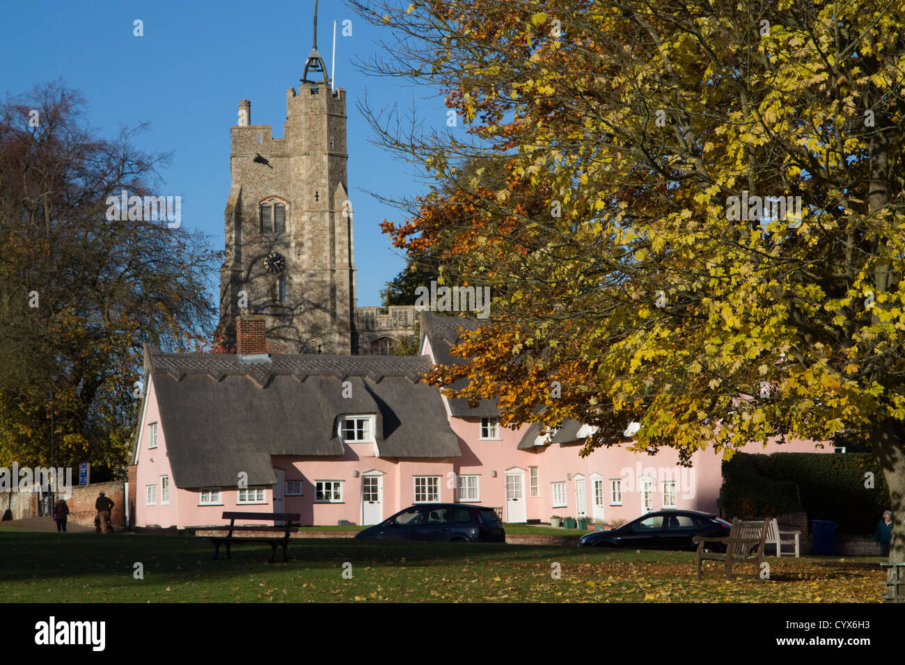 cavendish suffolk village church and green england uk Stock Photo - Alamy