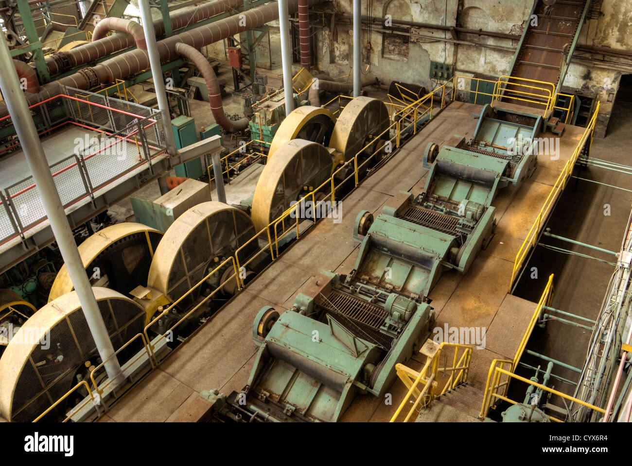 Color old and abandoned factory building interior Stock Photo - Alamy
