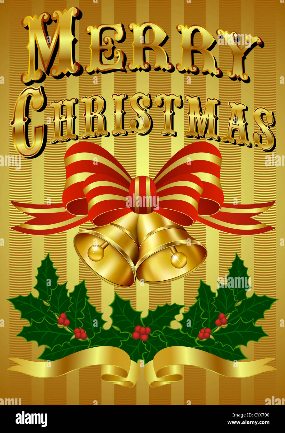 Vintage Gold Christmas Card with hand drawn lettering Stock Photo - Alamy