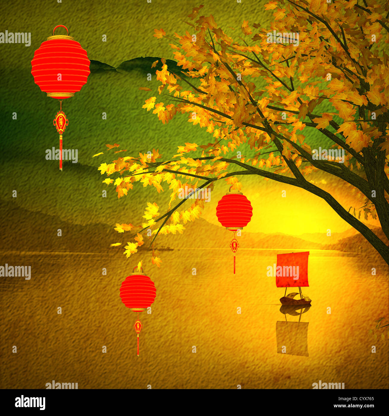 Big colorful lanterns will bring good luck and peace to prayer during ...