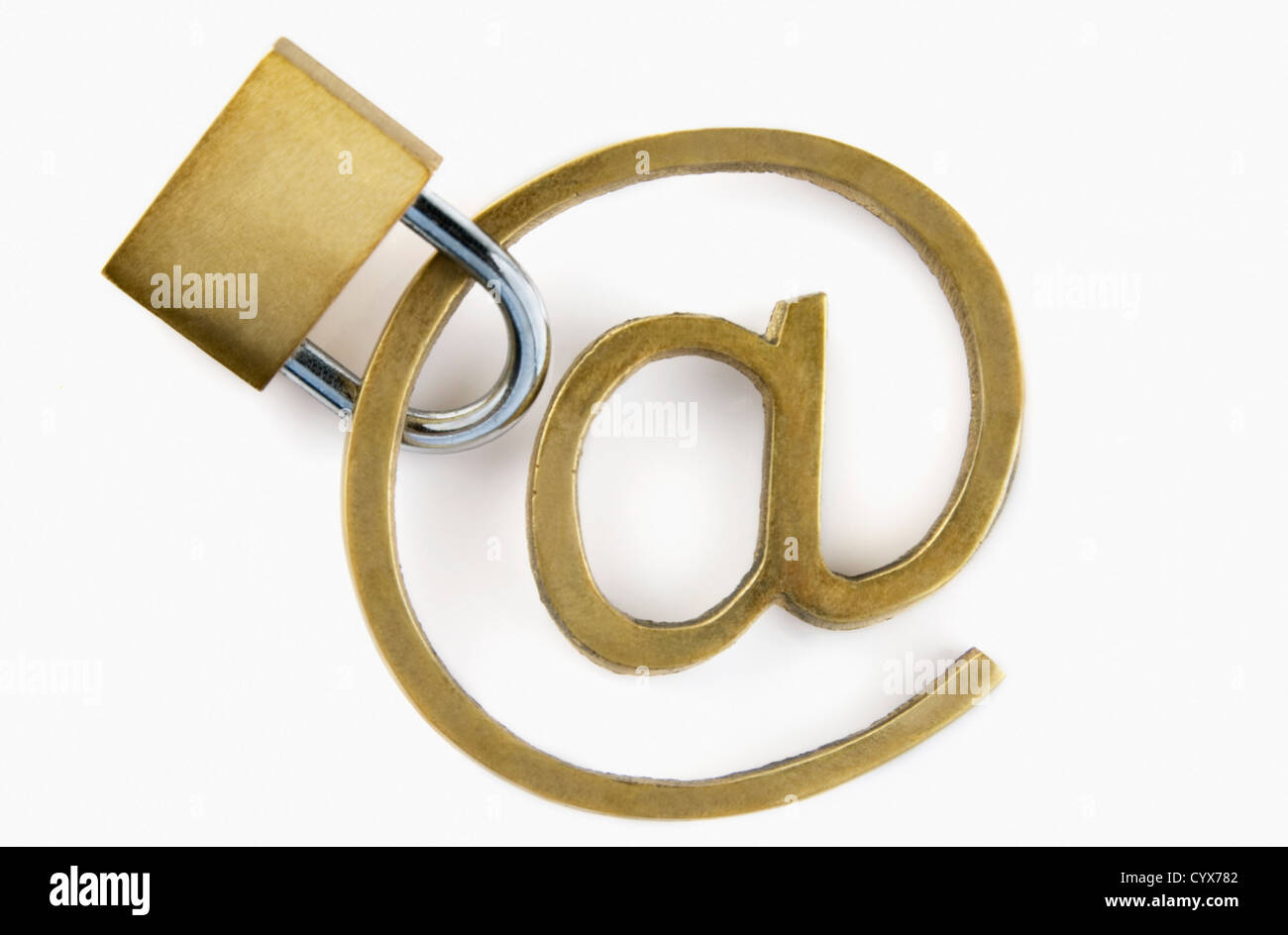 Padlock with at symbol Stock Photo - Alamy