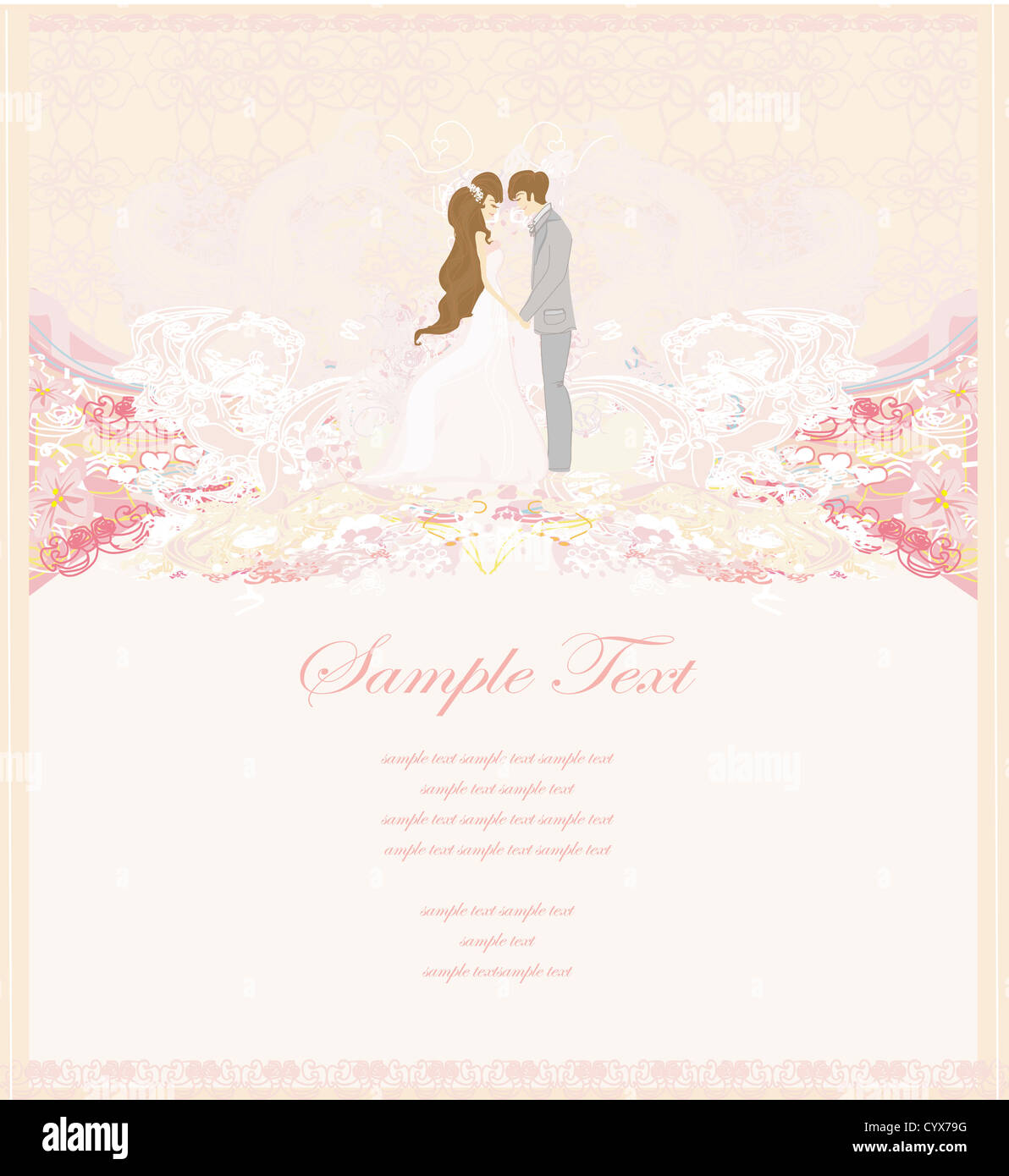 elegant wedding invitation with wedding couple Stock Photo - Alamy