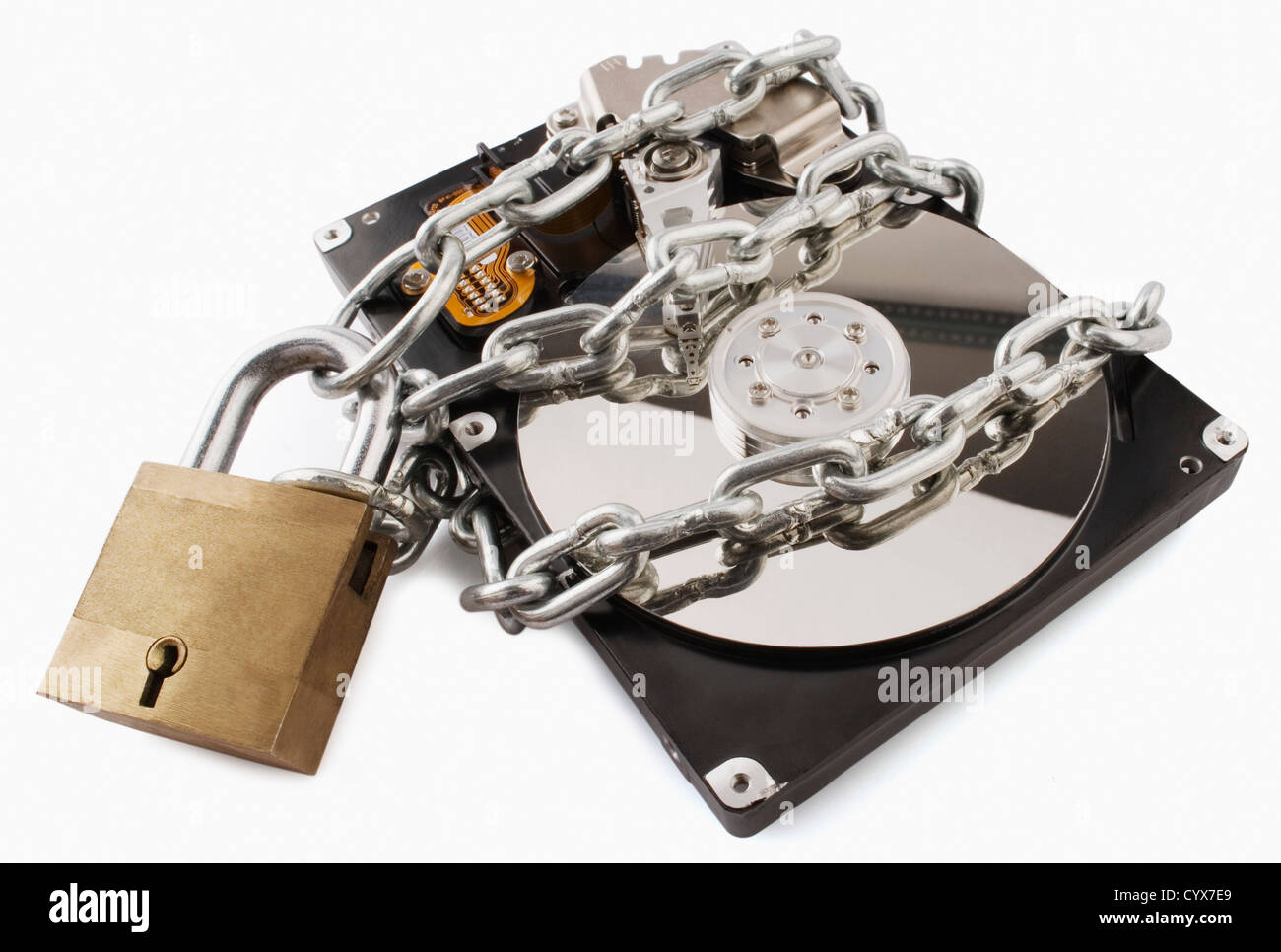 Close-up of a computer hard disk locked Stock Photo - Alamy