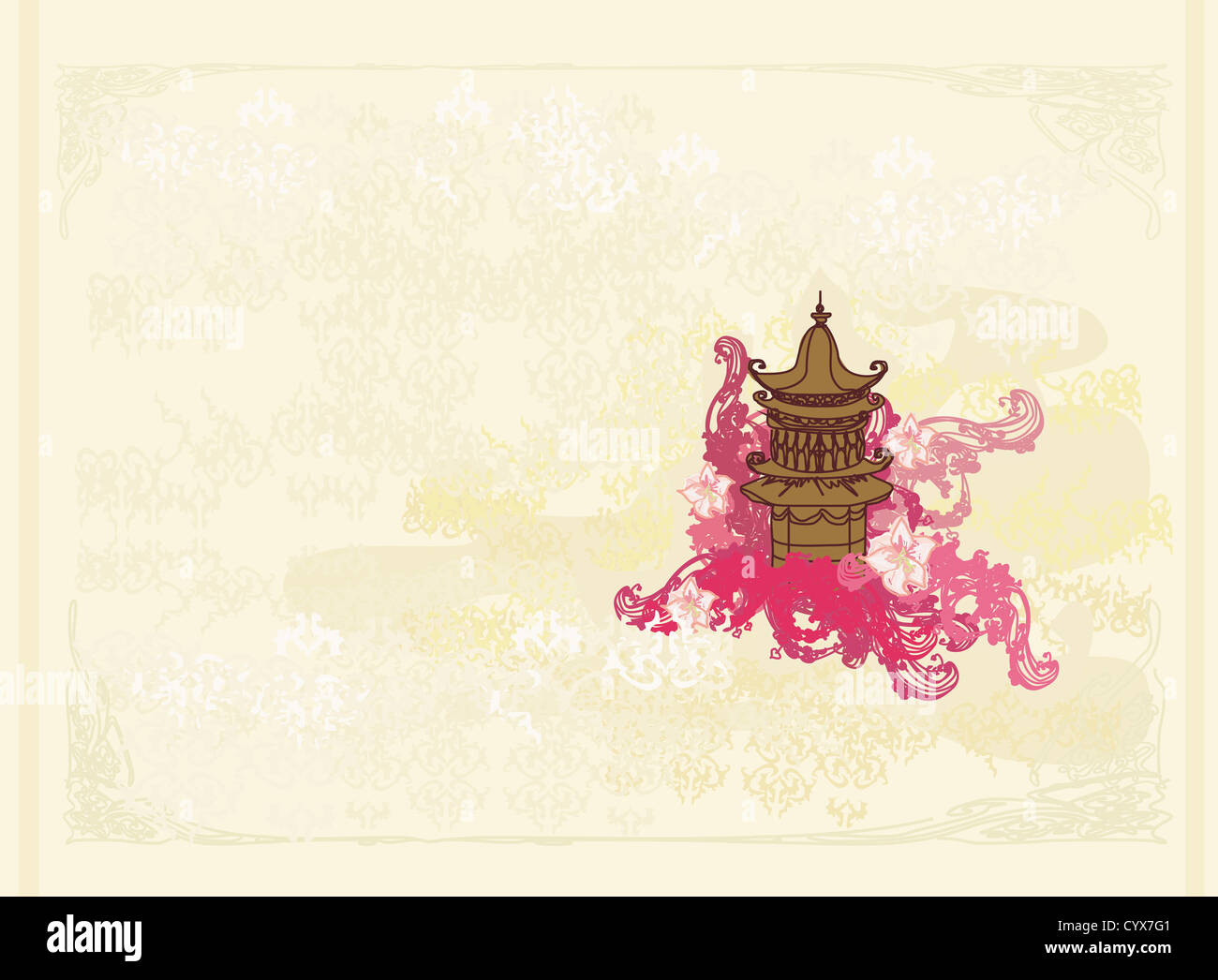 old paper with Asian Landscape Stock Photo - Alamy