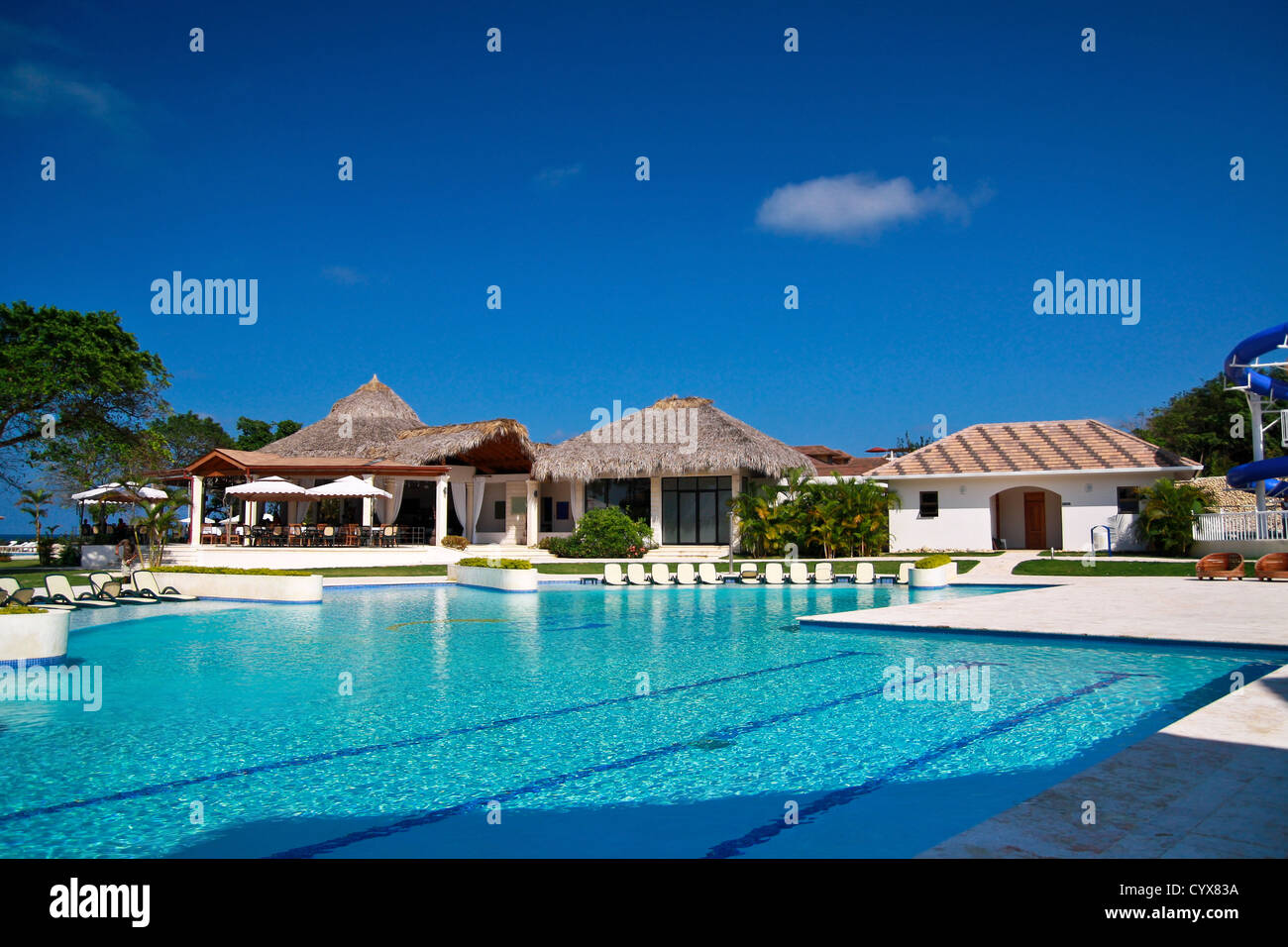 Swimming pool in tropical resort, Dominican Republic Stock Photo - Alamy