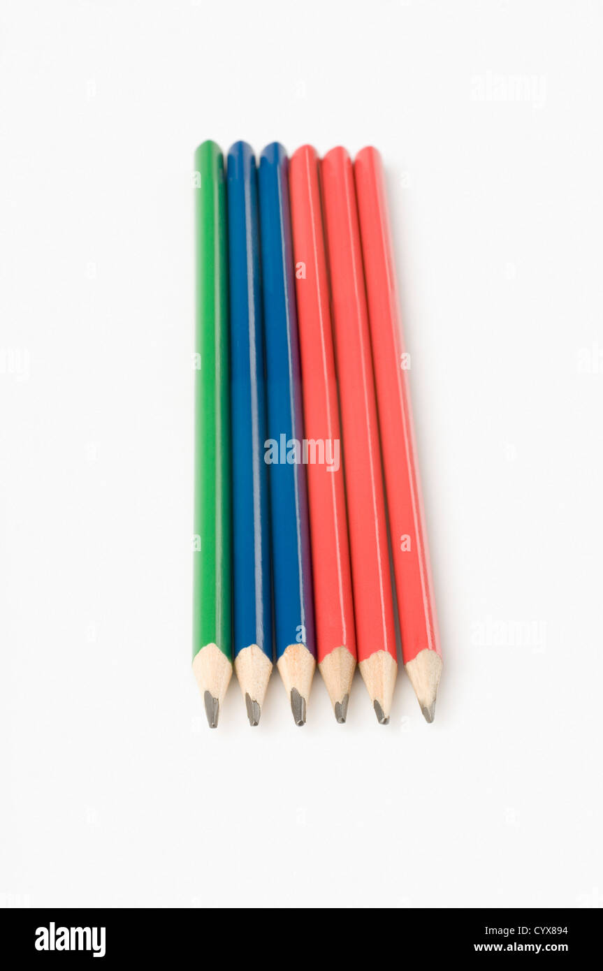 Blue pencils on color Cut Out Stock Images & Pictures - Alamy