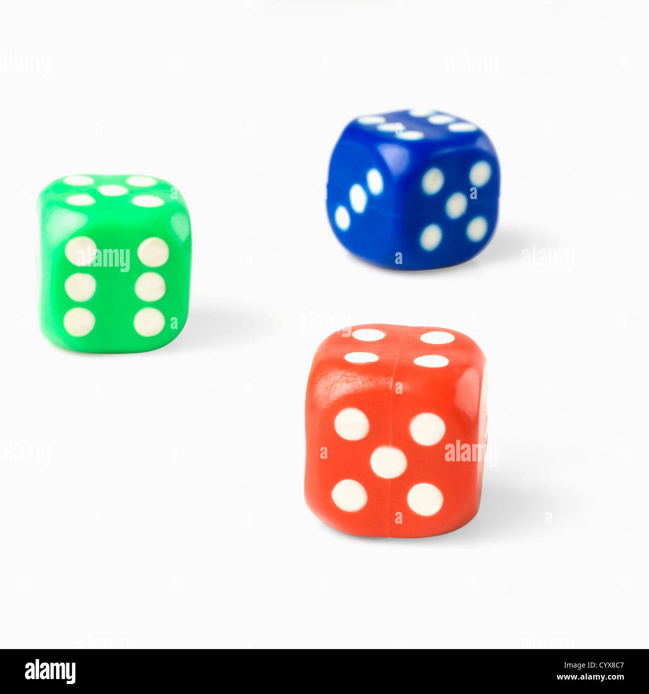 Close-up of three dices Stock Photo - Alamy