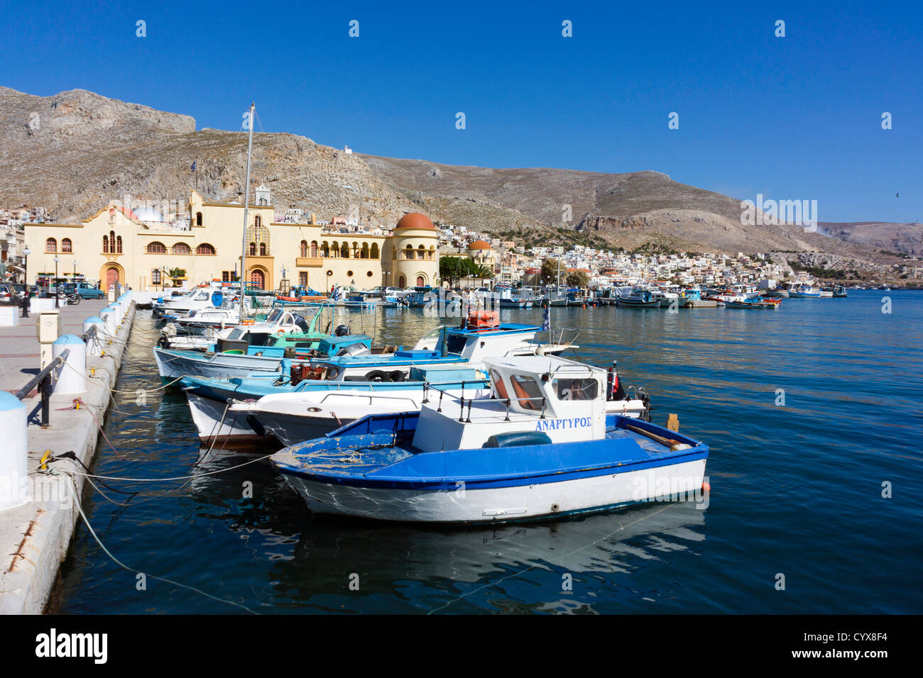 Pothia harbour and town, Kalymnos, Greece Stock Photo - Alamy