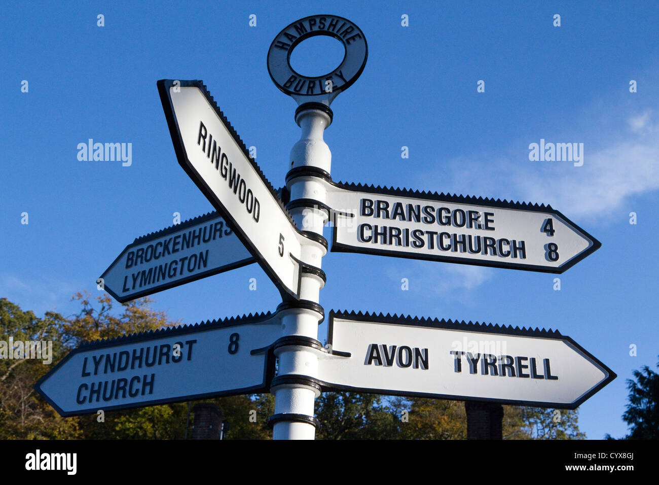 direction signpost burley New Forest, Hampshire, England Stock Photo ...