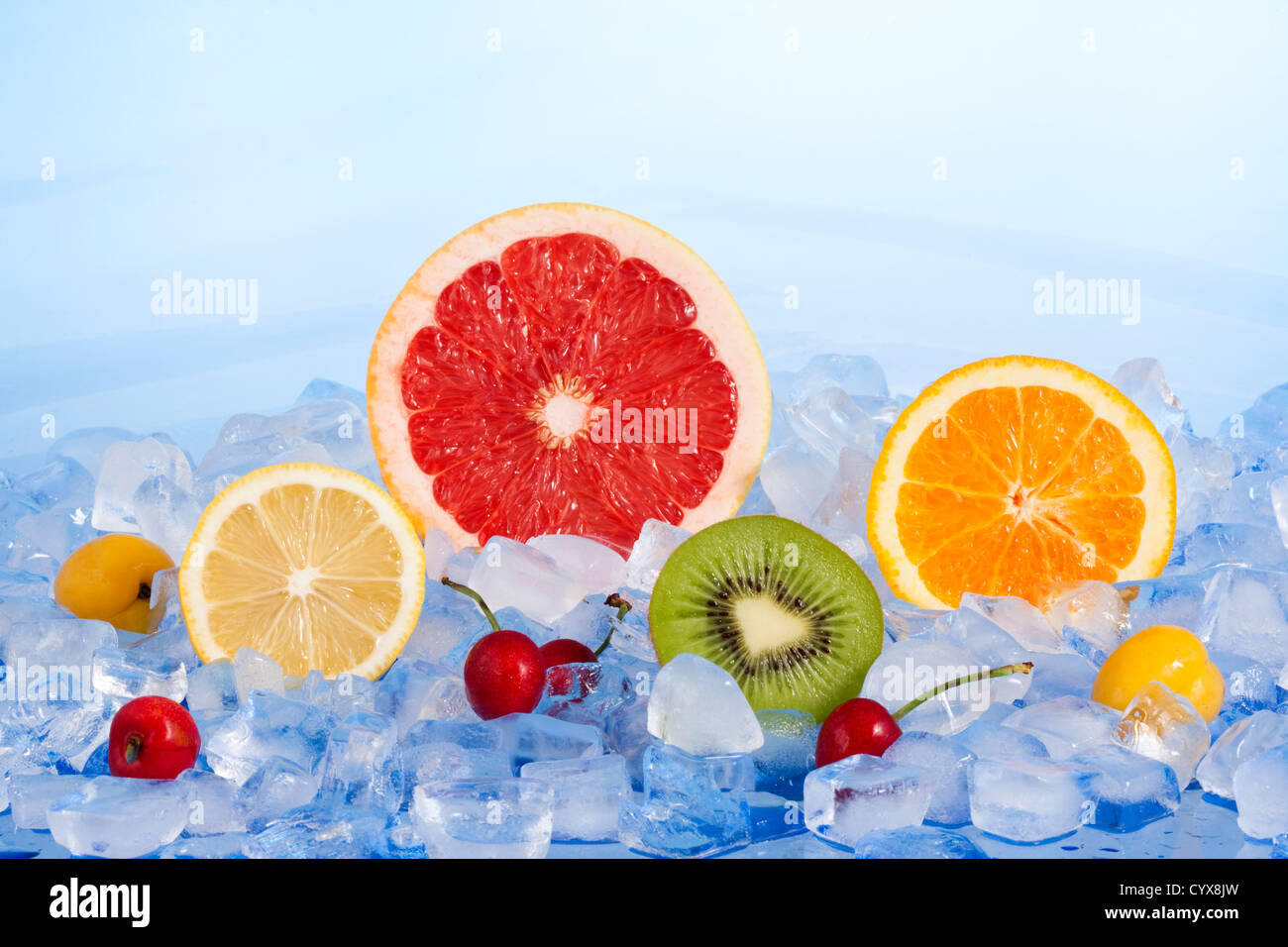 Fruits and ice cubes Stock Photo - Alamy