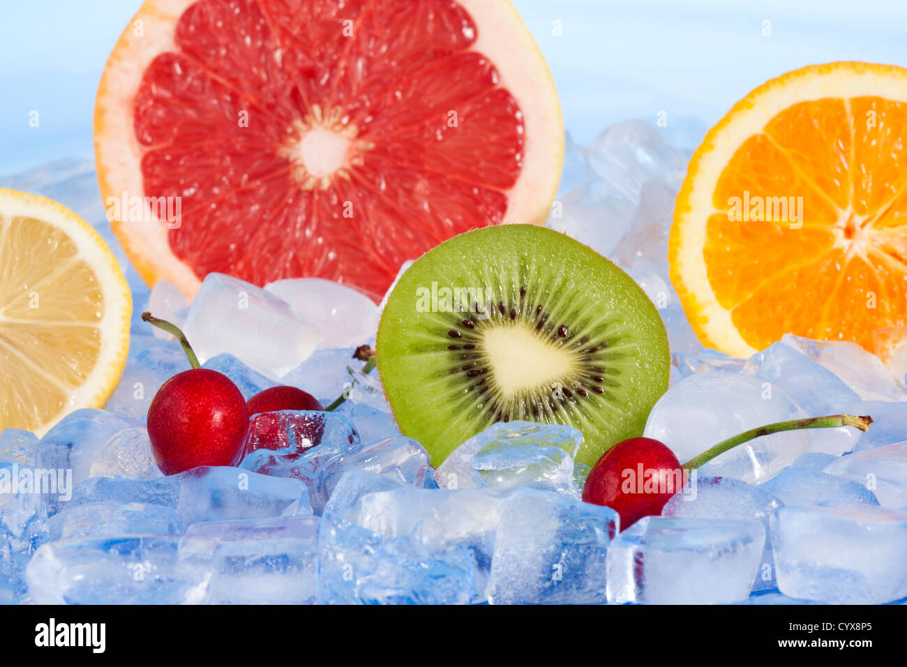 Fruits and ice cubes Stock Photo - Alamy