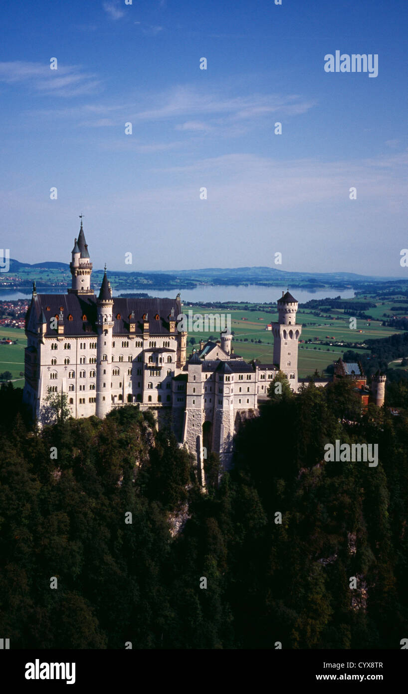 Fussen Schloss Neuschwanstein Castle with Forggensee Lake in the ...