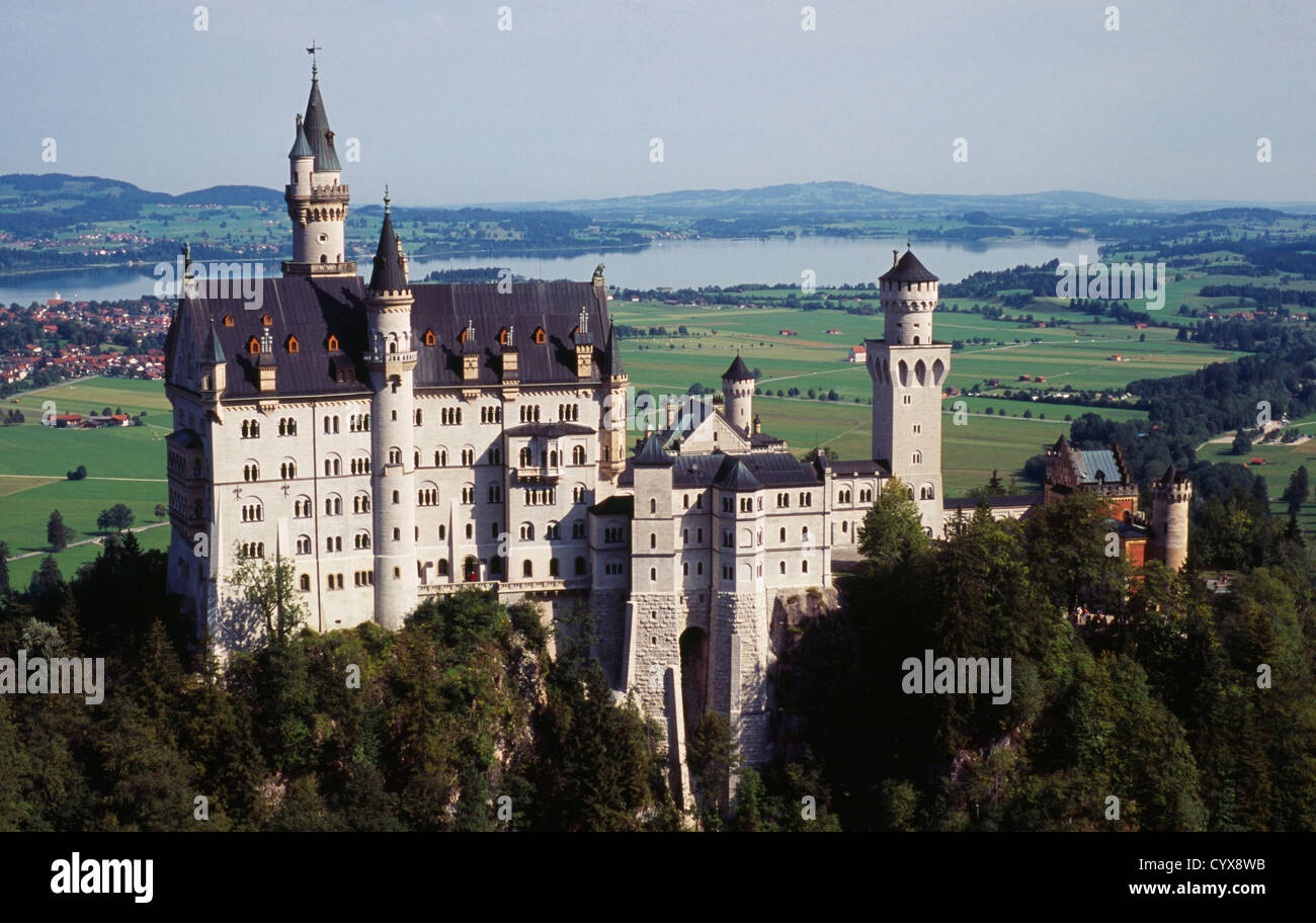 Fussen Schloss Neuschwanstein Castle with Forggensee Lake in the ...