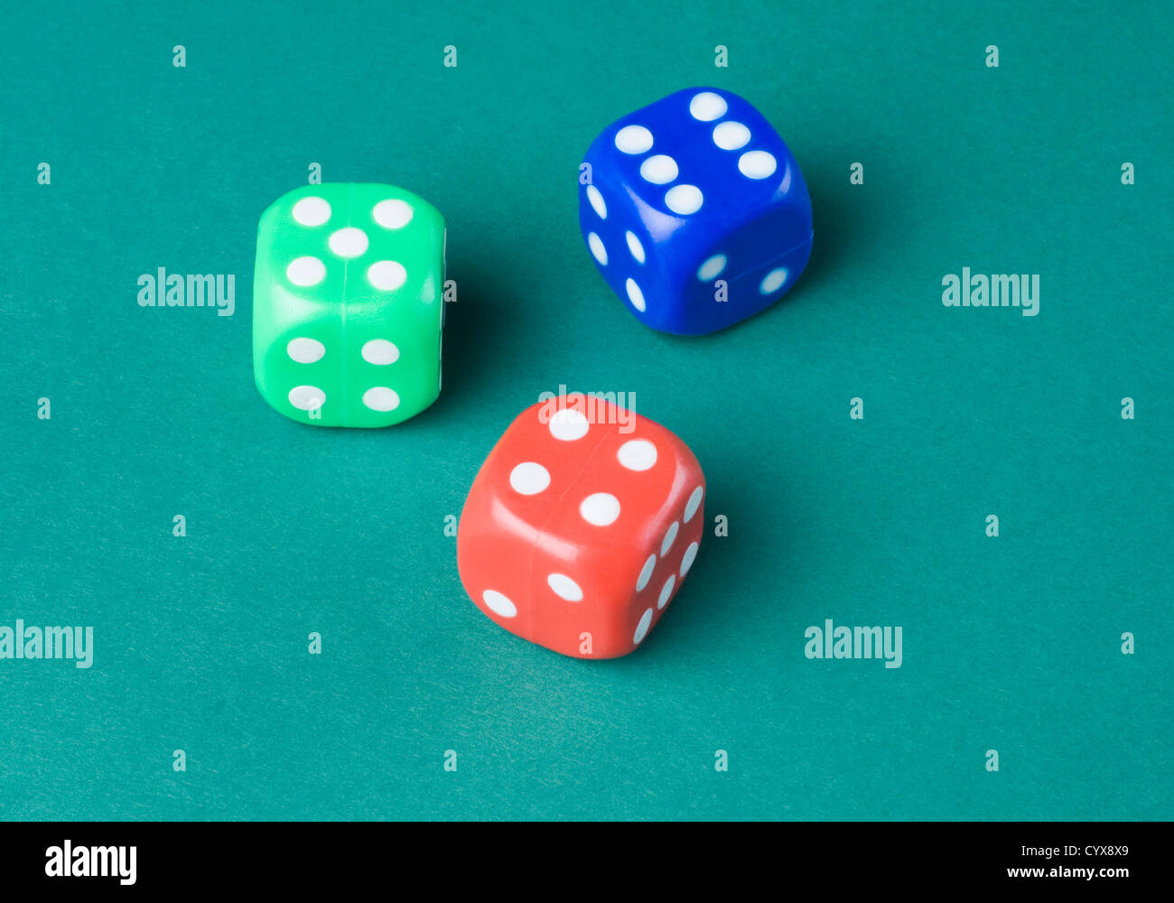 Close-up of three dices Stock Photo - Alamy