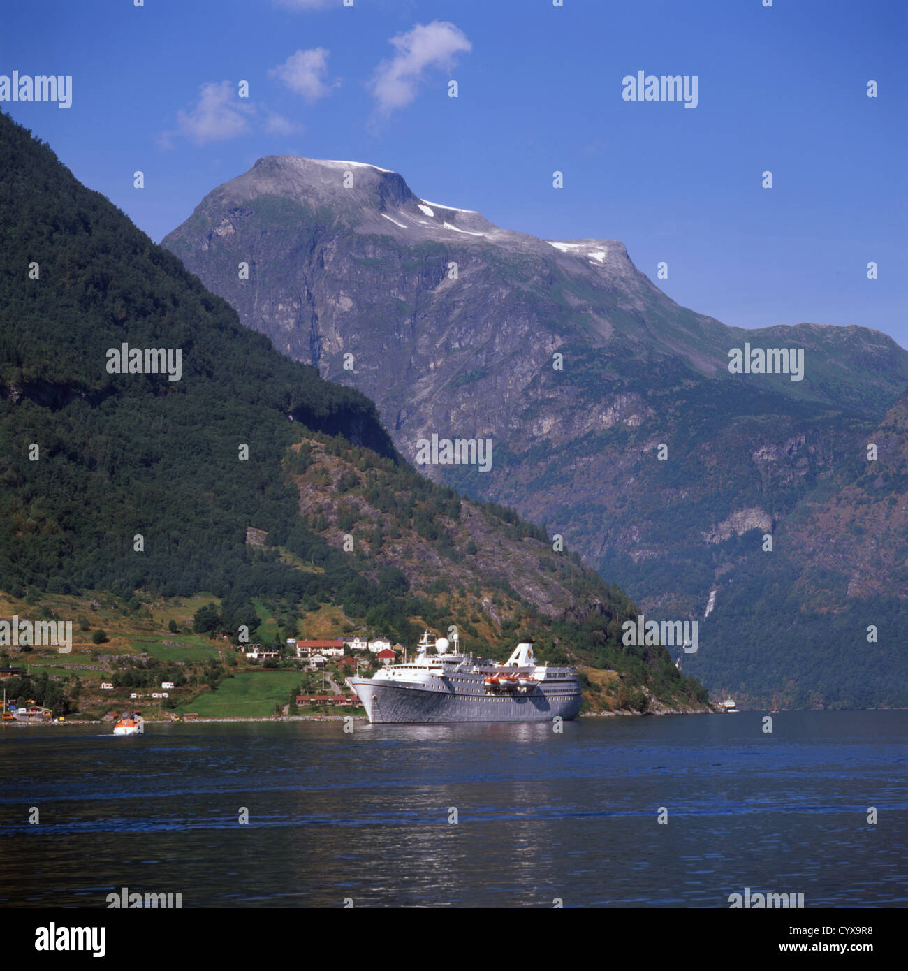 Cruise ship in fjord Stock Photo - Alamy