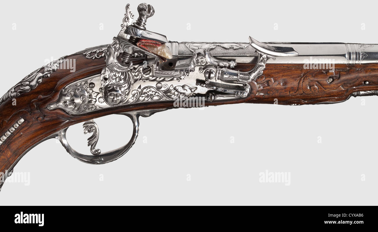 An Italian snaphaunce lock pistol,dated 1781. Two-stage barrel ...