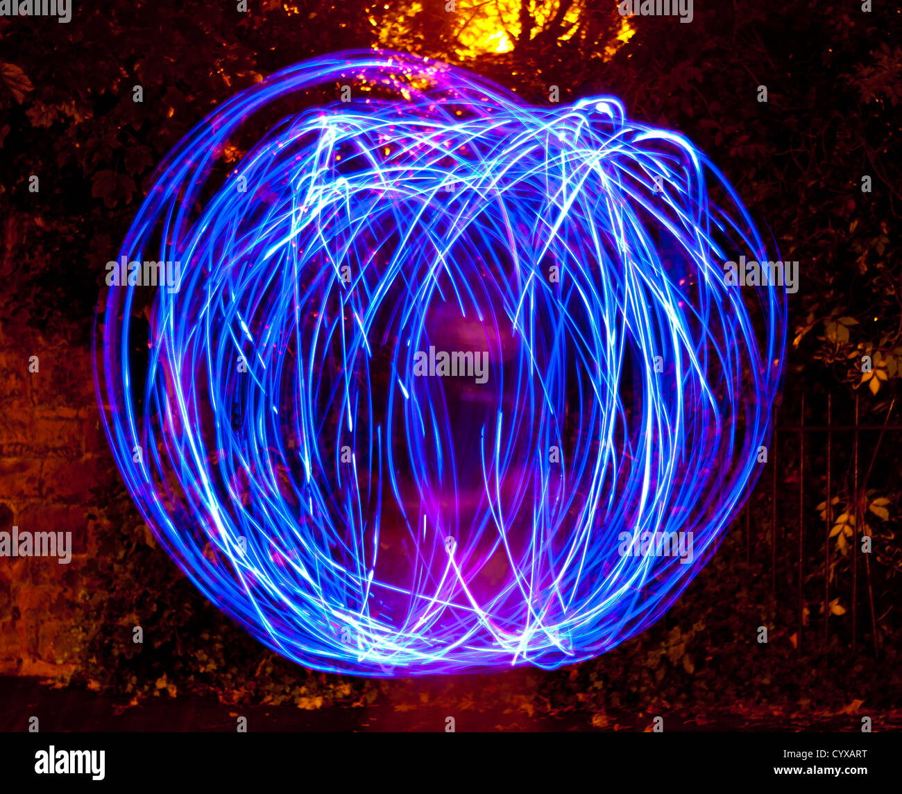 nighttime photography....big ball of messy blue light. vibrant Stock ...