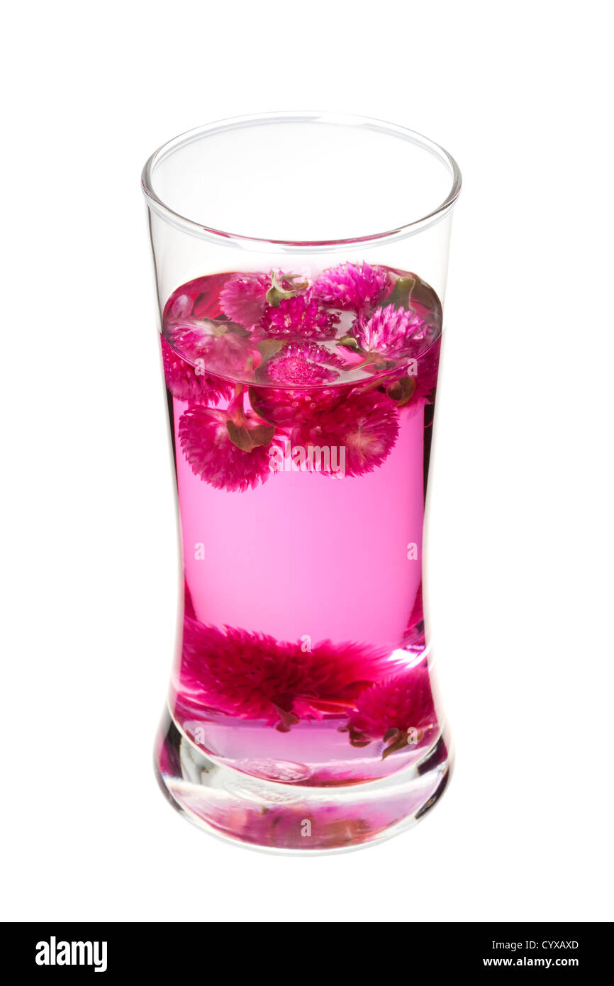 A glass of Chinese herbal tea, globe amaranth tea Stock Photo - Alamy