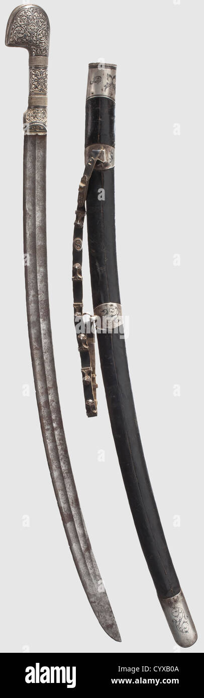 A silver mounted Caucasian shashka,end of the 19th century A single ...