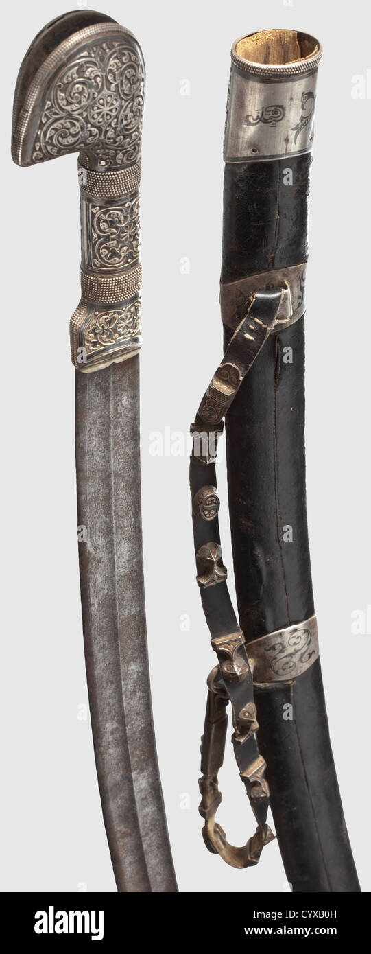 A silver mounted Caucasian shashka,end of the 19th century A single ...