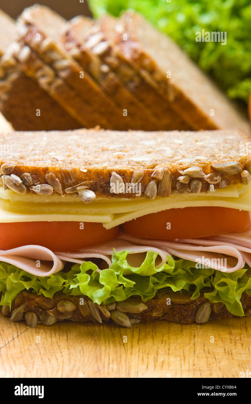 Fresh wholemeal cheese and ham sandwich Stock Photo - Alamy
