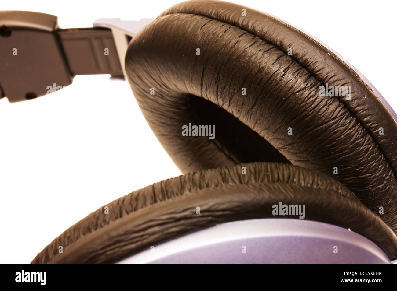 Close up image. Soft black pad of headphones isolated on white Stock ...