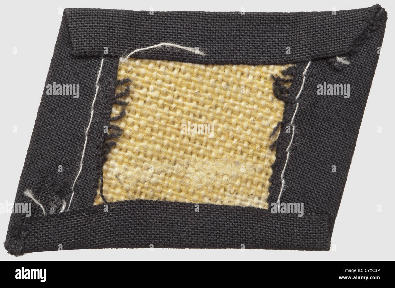 Collar patch for enlisted men of the "Waffen SS", of black cotton on a ...