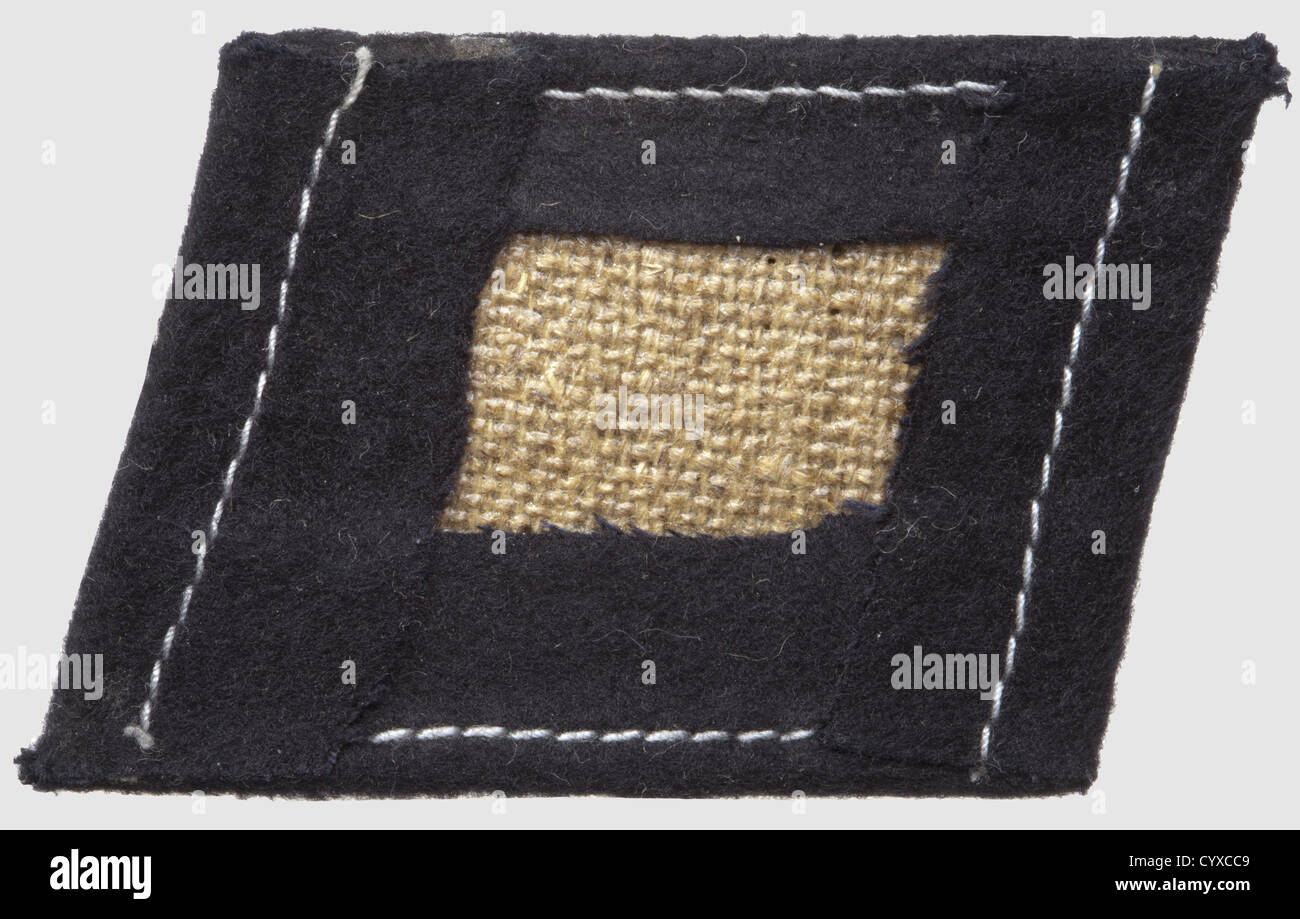 Collar patch for enlisted men of the "Waffen SS", of black wool glued ...