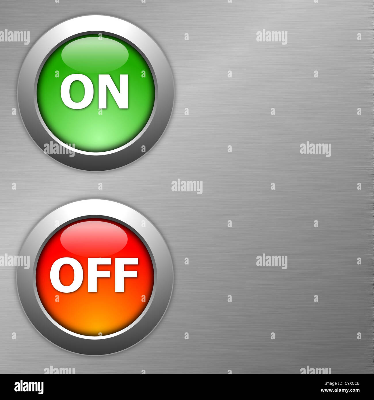 on and off button on metal background Stock Photo - Alamy