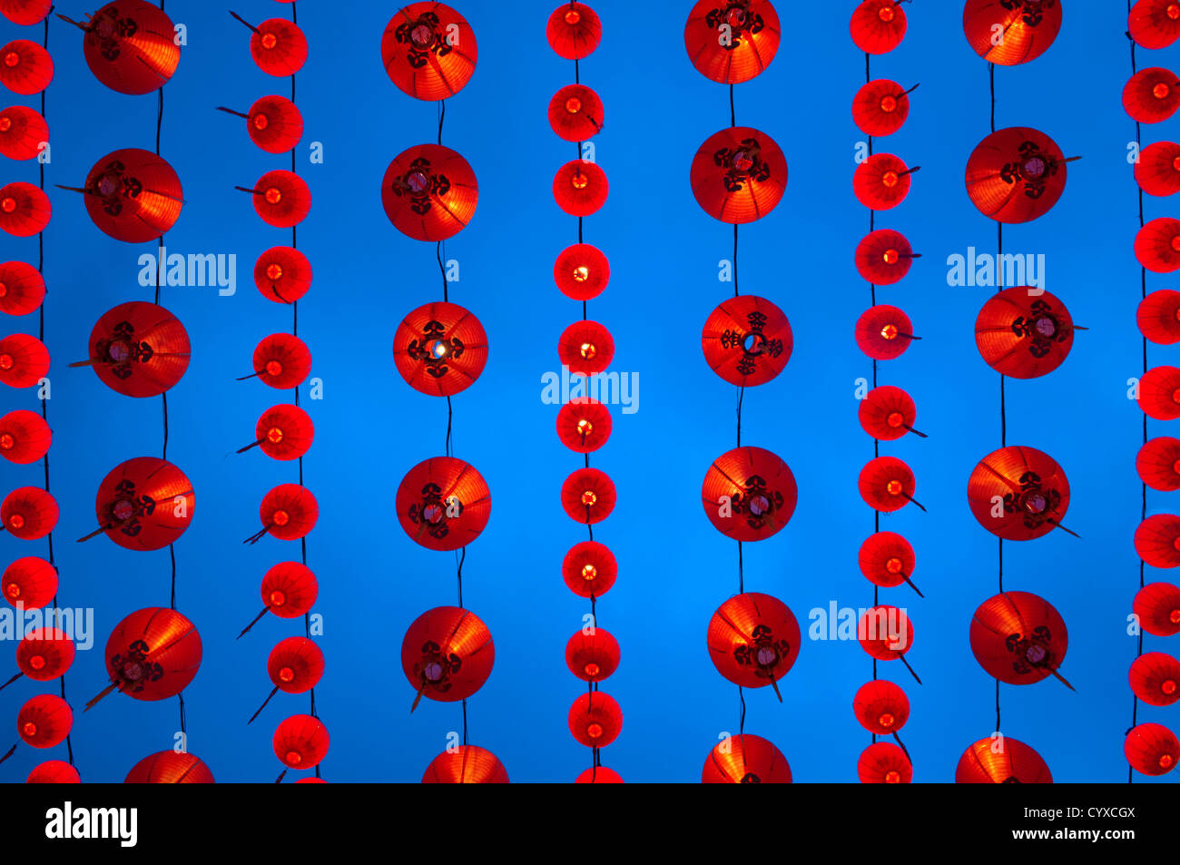 Red Chinese lanterns display, taken at the Chinese New Year ...