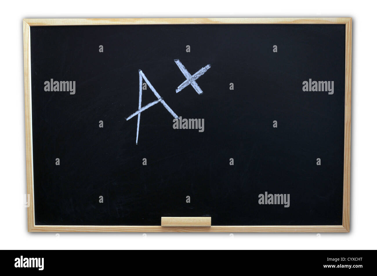 chalkboard with positive A plus showing success at school Stock Photo ...