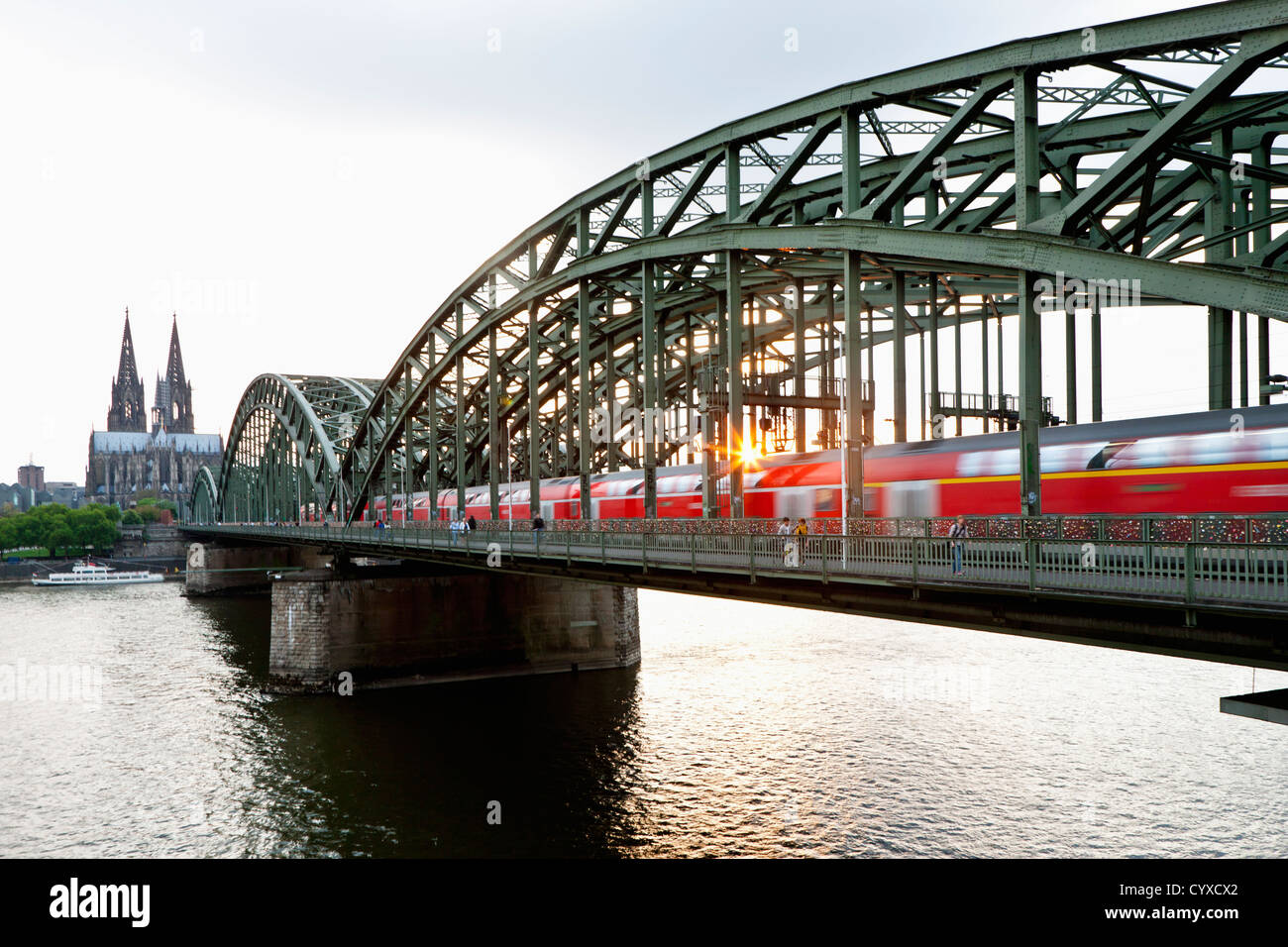 Germany, Cologne, View of Cologne Cathedral and Hohenzollern Bridge ...