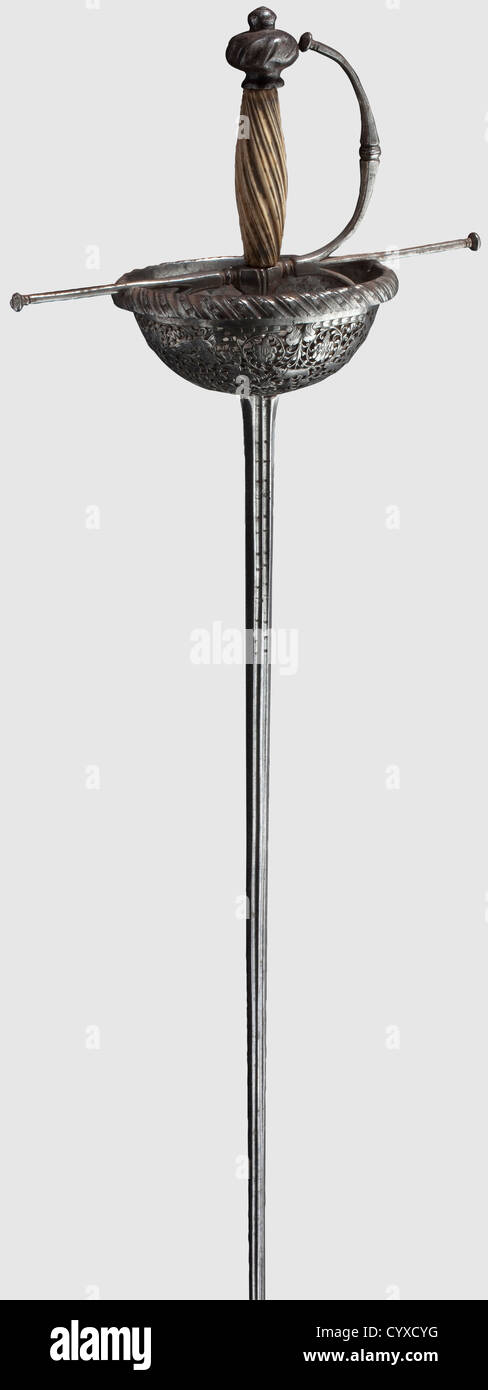 A Italian/Spanish cup-hilt rapier,circa 1650 The thrusting blade with ...