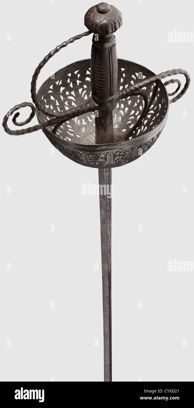 A Spanish cup-hilt rapier,2nd half of 17th century Slender thrusting ...
