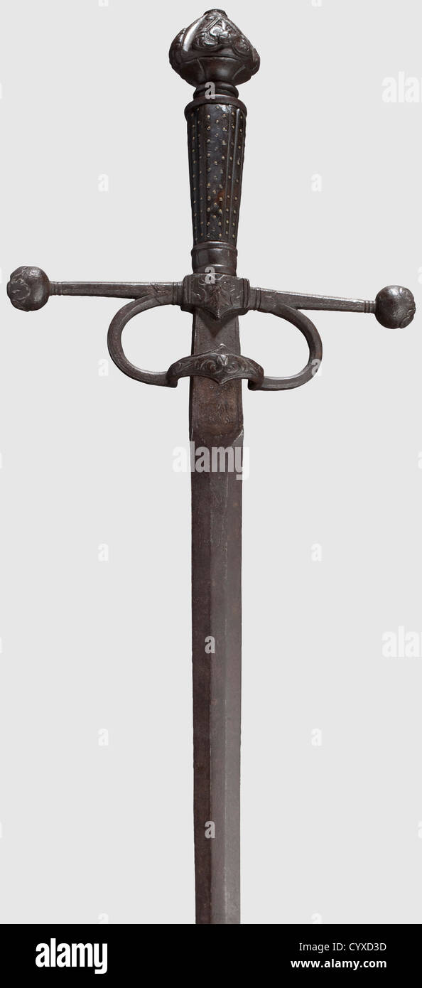 A heavy Italian small sword,circa 1560 Sturdy thrusting blade of ...