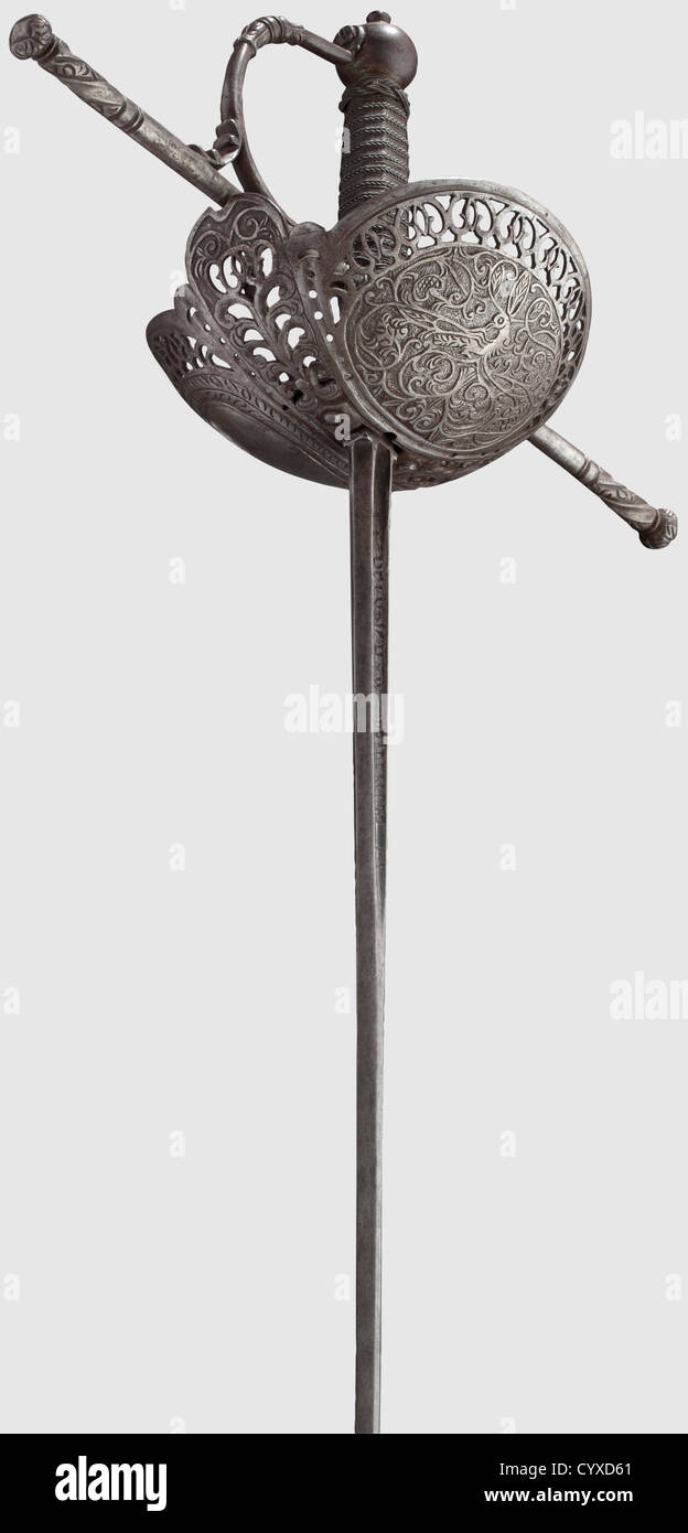 A Spanish cup-hilt rapier,late 17th century Slender sturdy thrusting ...