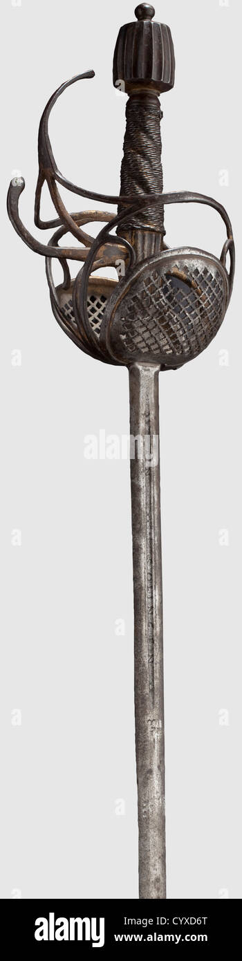 A German Pappenheim rapier,circa 1640 Double-edged blade,inscribed "GIO ...